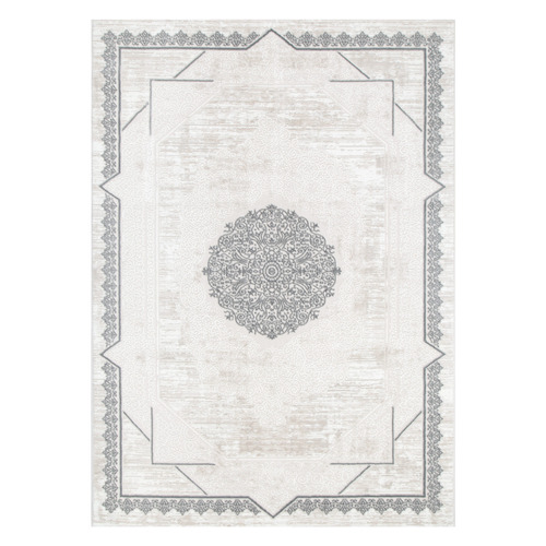 Cream & Grey Lori Medallion Rug | Temple & Webster