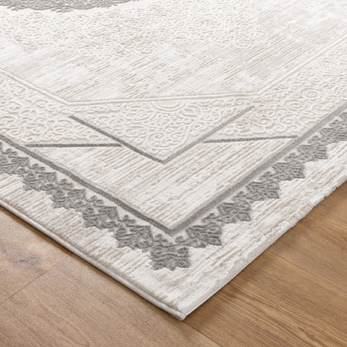 Cream & Grey Lori Medallion Rug | Temple & Webster