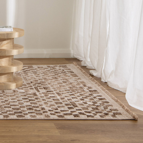 Lifestyle Floors Walnut Bettina Distressed Textured Check Rug | Temple ...