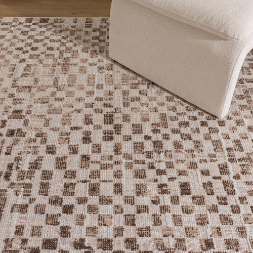 Lifestyle Floors Walnut Bettina Distressed Textured Check Rug | Temple ...