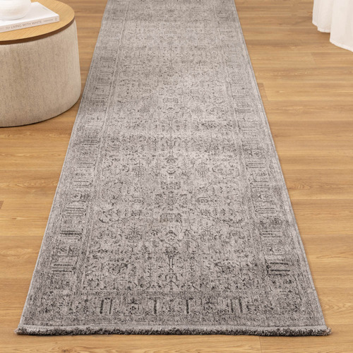 Lifestyle Floors Heritage Monochrome Distressed Border Runner | Temple ...