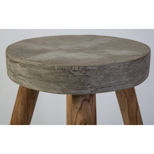 Concrete Stool with Solidwood Legs | Temple & Webster