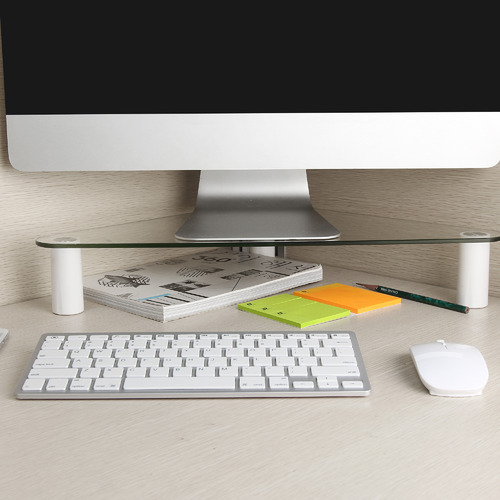 Canohm White Ergovida Glass Triangular Monitor Riser | Temple & Webster