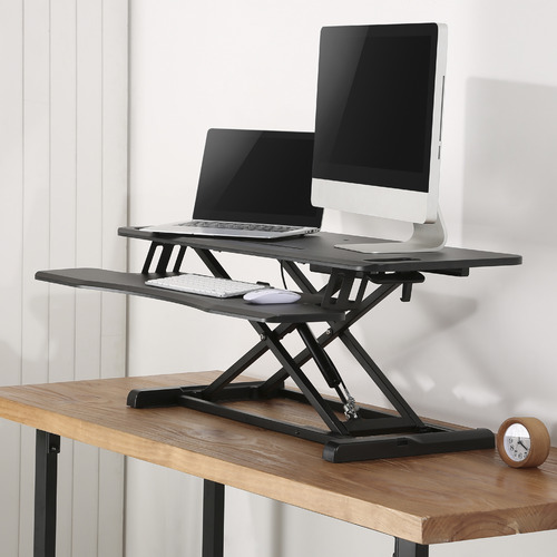 Canohm Black Ergovida Manual Desk Riser | Temple & Webster