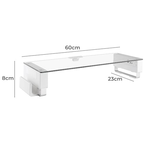 Canohm Glass Top Monitor Riser with USB ports | Temple & Webster