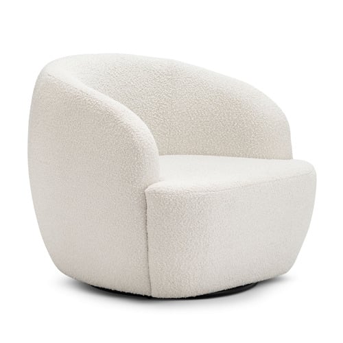 Continental Designs Cream Cuddle Swivel Boucle Armchair | Temple & Webster