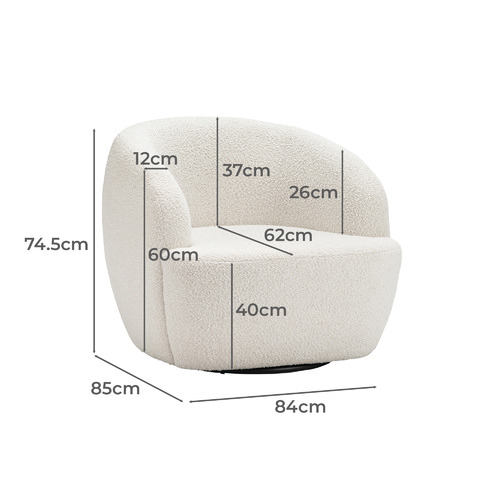 Continental Designs Cream Cuddle Swivel Boucle Armchair | Temple & Webster