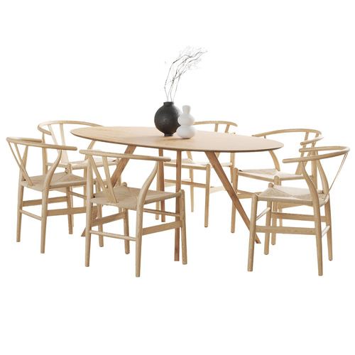 6 Seater Davian Oval Dining Table & Chair Set | Temple & Webster