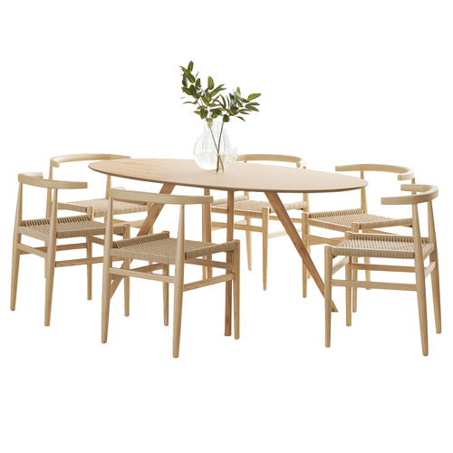 6 Seater Adriel Oval Dining Table & Chair Set | Temple & Webster