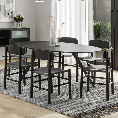 6 Seater Griffin Oval Dining Table & Chair Set | Temple & Webster