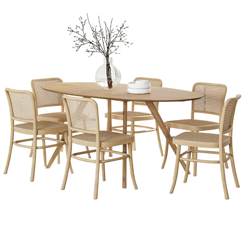 6 Seater Samira Oval Dining Table & Chair Set | Temple & Webster
