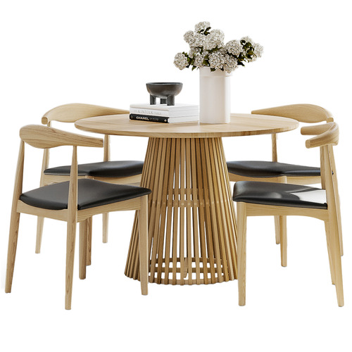 Continental Designs 4 Seater Natural Kylen Dining Table & Chair Set ...