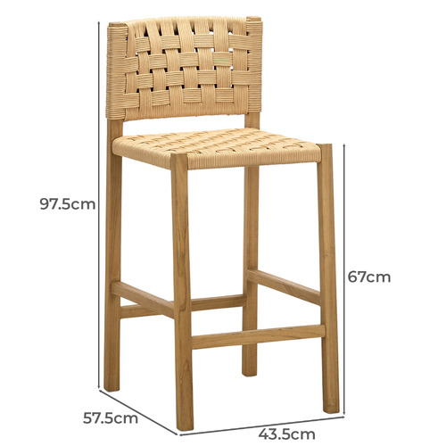 67cm Karen Low Back Teak Wood Bar Stool | Temple & Webster
