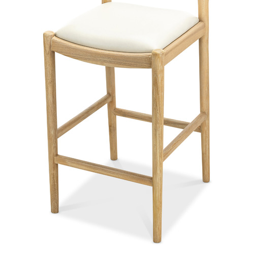 68.5cm Skyler Cowhide Leather & Teak Wood Counter Stool | Temple & Webster