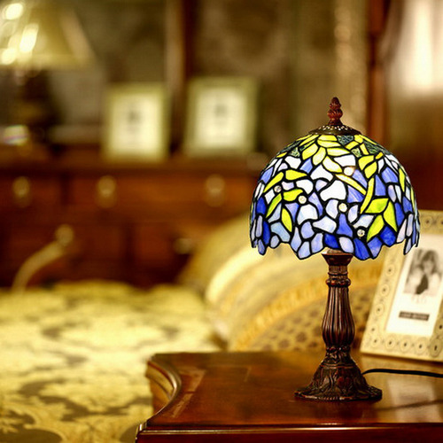 Tiffany Emporium 37cm Blue Wisteria Tiffany-Style Mini Table Lamp ...