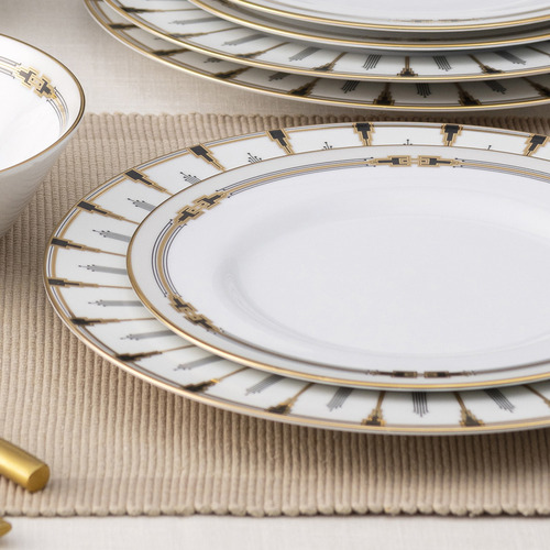 12 Piece Empire Gold Porcelain Dinner Set | Temple & Webster