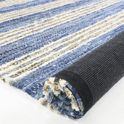 Denim Reed Hand-Loomed Cotton & Jute Rug | Temple & Webster