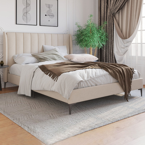 Rawson & Co Beige Modern Classic Herman Bed Frame | Temple & Webster