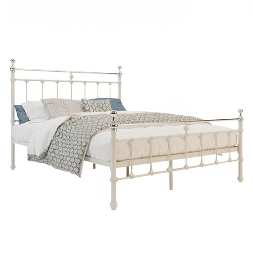 Rawson & Co White & Chrome Elizabeth Steel Bed Frame | Temple & Webster