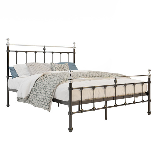 Rawson & Co Black & Chrome Elizabeth Steel Bed | Temple & Webster