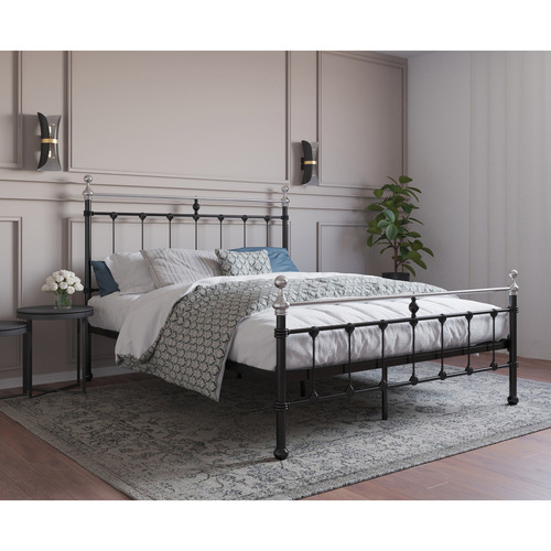 Rawson & Co Black & Chrome Elizabeth Steel Bed | Temple & Webster