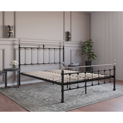 Rawson & Co Black & Chrome Elizabeth Steel Bed | Temple & Webster