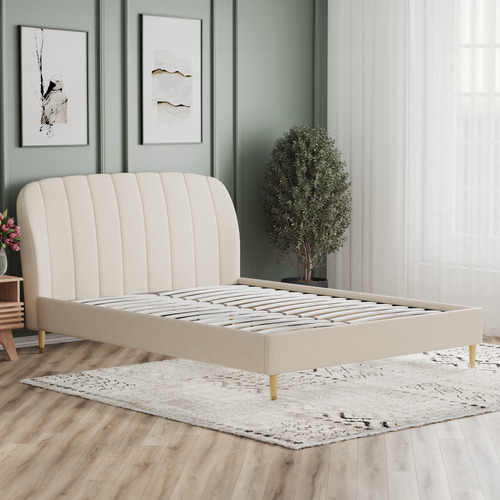 Rawson & Co Beige Ysobel Upholstered Bed | Temple & Webster