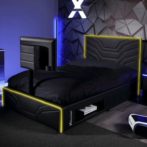 Oracle Neo Fibre LED Single Gaming Bed with TV Mount | Temple & Webster