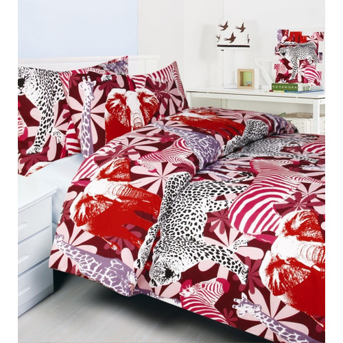 Bright Young Things Retro Jungle Red Quilt Cover Set | Temple & Webster