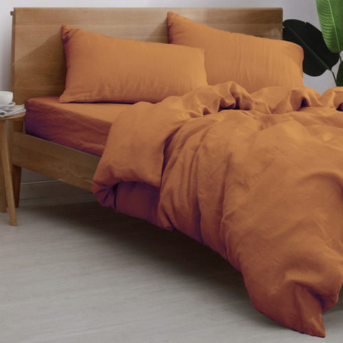 Natural Home Rust European Flax Linen Quilt Cover Set | Temple & Webster