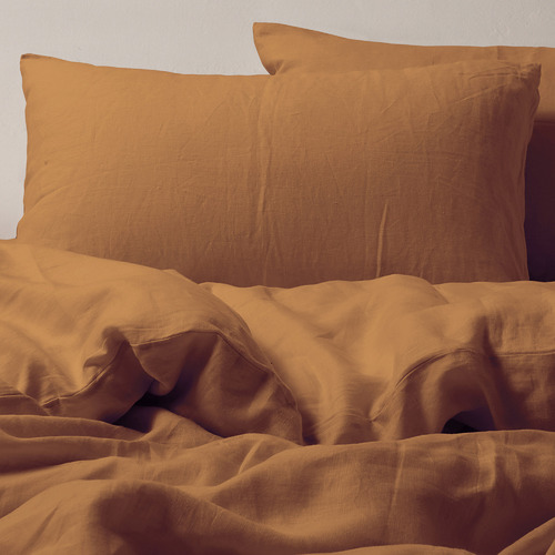 Natural Home Rust European Flax Linen Quilt Cover Set | Temple & Webster