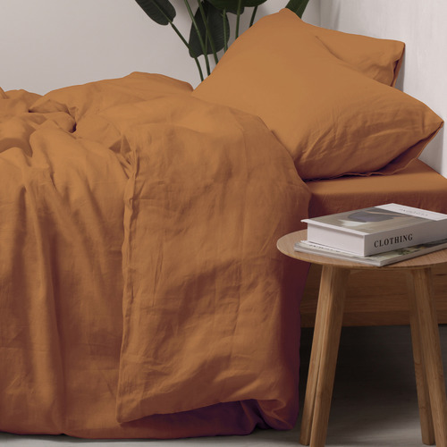 Natural Home Rust European Flax Linen Quilt Cover Set | Temple & Webster