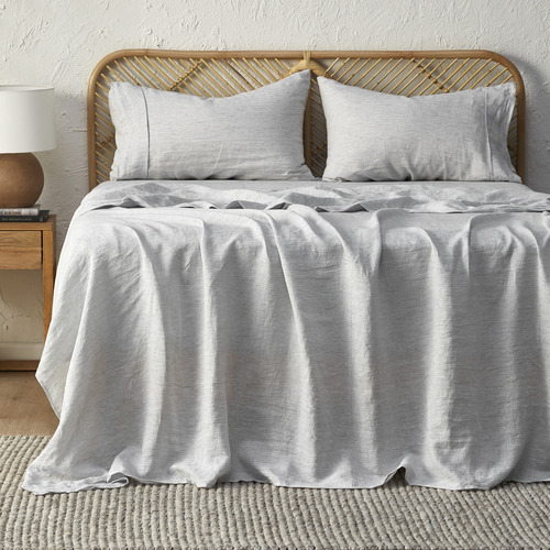 Natural Home Classic Pinstripe Linen Sheet Set | Temple & Webster