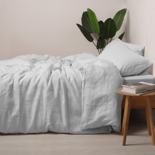 Natural Home Light Grey European Flax Linen Quilt Cover Set | Temple ...