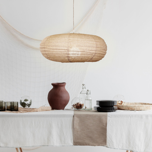 Zander Lighting Ryla Cream Oval Linen Pendant Shade | Temple & Webster