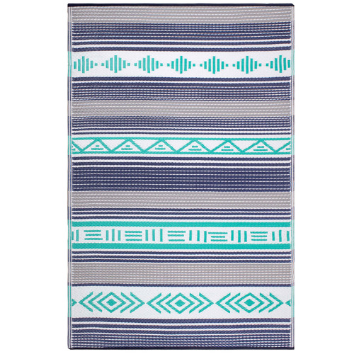 Home & Lifestyle Blue Ibiza Reversible Outdoor Floor Mat | Temple & Webster