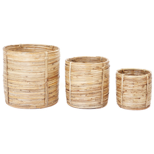 Home & Lifestyle 3 Piece Ubud Hand Made Cane Planter Set | Temple & Webster
