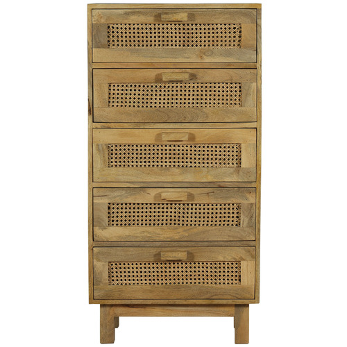 Home & Lifestyle Titus 5 Drawer Mango Wood Tallboy | Temple & Webster