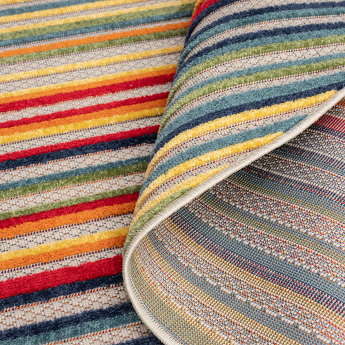 Lotus Rugs Multicolour Parma Striped Indoor/Outdoor Round Rug | Temple ...