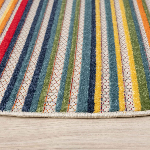Lotus Rugs Multicolour Parma Striped Indoor/Outdoor Round Rug | Temple ...