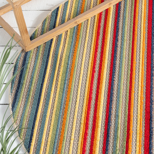 Lotus Rugs Multicolour Parma Striped Indoor/Outdoor Round Rug | Temple ...