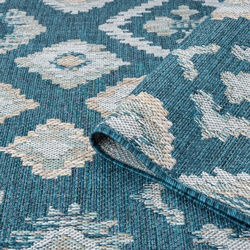 Turquoise Firedean Flat Weave Indoor/Outdoor Runner | Temple & Webster
