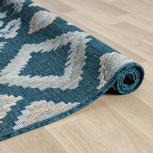 Turquoise Firedean Flat Weave Indoor/Outdoor Runner | Temple & Webster
