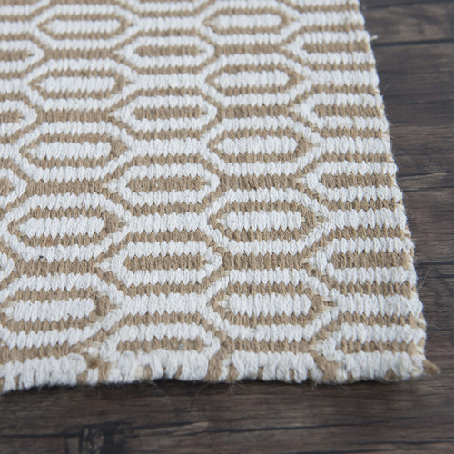 ElementalRugCollective White Honeycomb Flat Weave Cotton & Jute Rug ...