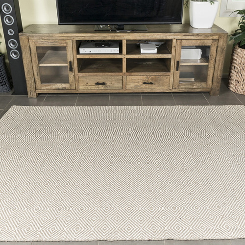 ElementalRugCollective White Rustic Diamond Cotton & Jute Rug | Temple ...