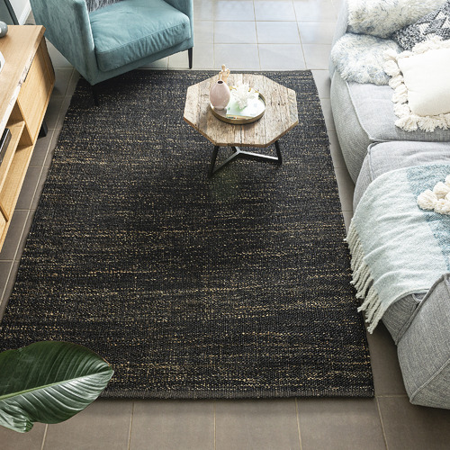 ElementalRugCollective Charcoal Space Dye Flat-Woven Jute Rug | Temple ...