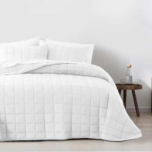 Chiswick Living White Microfibre Coverlet Set | Temple & Webster