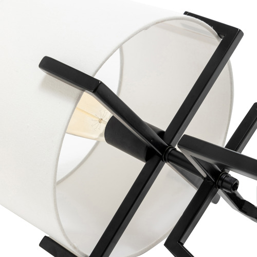 Square-Edged Linen & Steel Table Lamp | Temple & Webster