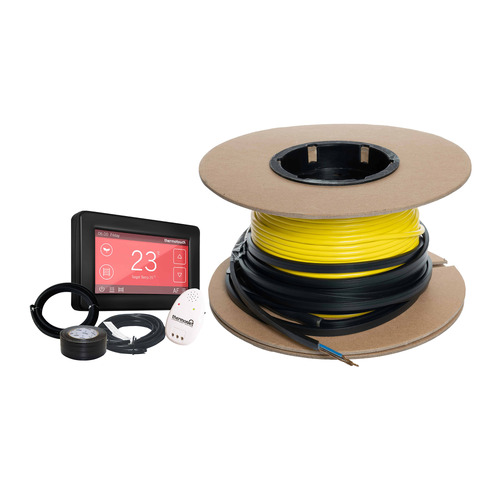 Thermoscreed 18W/lm Underfloor Heating Cable with Black Dual Thermostat ...