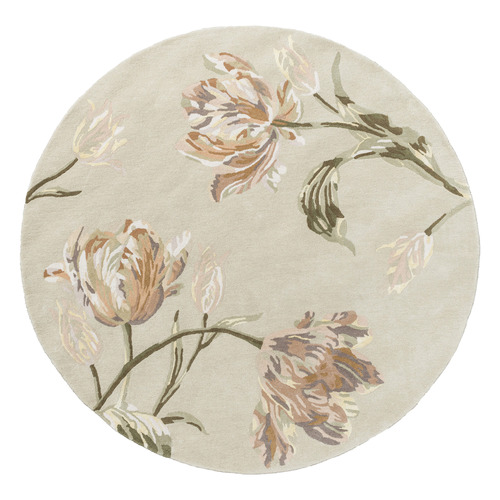 Natural & Sage Green Gosford Round Wool-Blend Rug | Temple & Webster